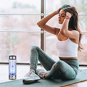 SAIKUN Hydrogen Rich Water Cup ，PEM Technology Ionizer ， Portable USB Rechargeable Ionized Water Generator Anti Aging Antioxidant Glass Bottle- 350ml