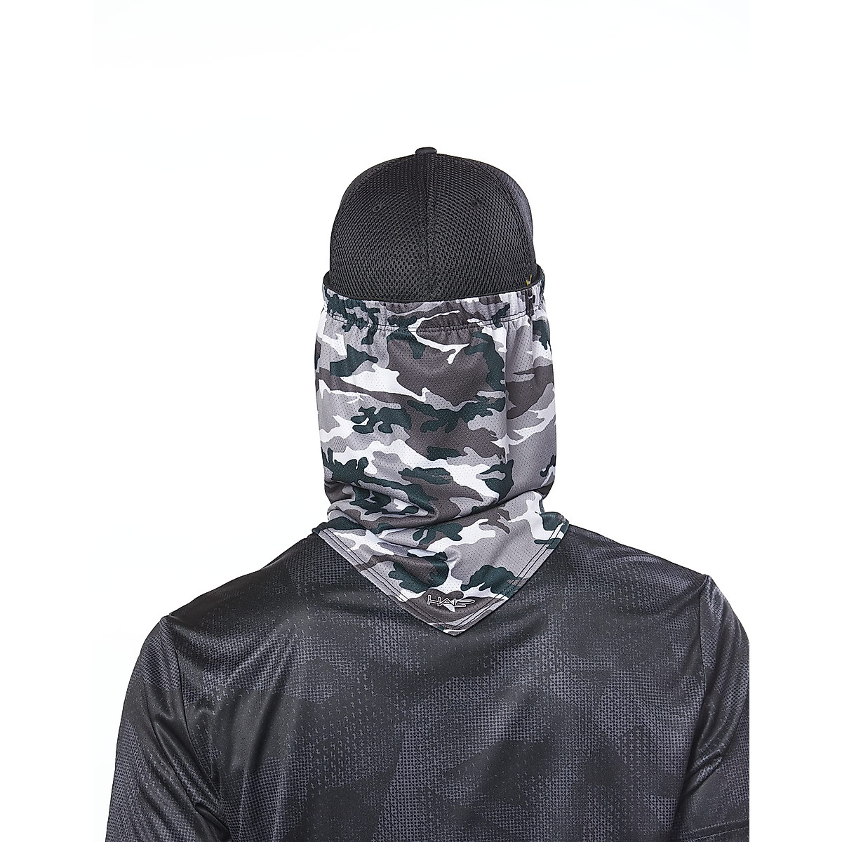 Halo Headbands Sun Shield Sweatband with Neck & Ear Cover, Camo Grey