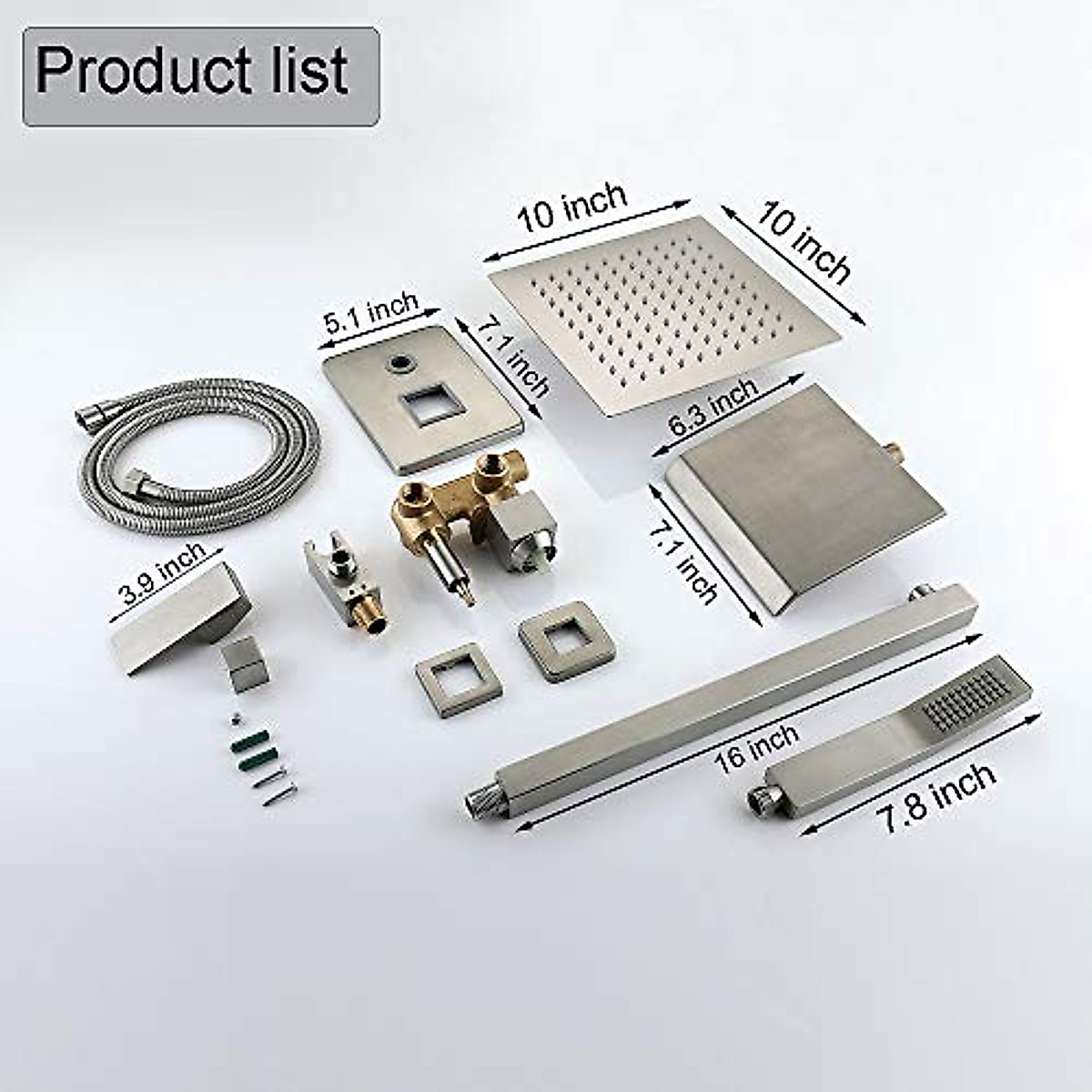 DMDMBATH Shower System Brushed Nickel Shower Faucet Set 3-Function Bathroom Shower Fixtures with Waterfall Tub Spout Wall Mount 10 inch Rain Shower Head (Brushed Nickel)…