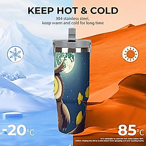 SYJTGDE Large Capacity Car Cup Owl And Yellow Moon Fashionable Upgrade Car Cup Advanced And Beautiful Travel Cup