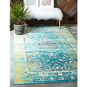 Unique Loom Imperial Collection Distressed, Bright Colors, Floral, Vintage, Modern, Traditional Area Rug, 2 x 3 ft, Blue/Green