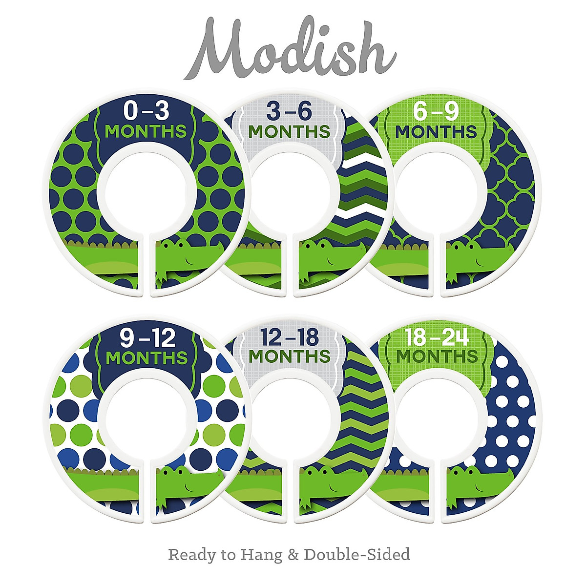 Modish Labels Baby Clothes Size Dividers, Baby Closet Organizers, Size Dividers, Baby Closet Organizers, Closet Dividers, Clothes Organizer, Boy, Woodland, Alligator, Navy, Green (Baby)