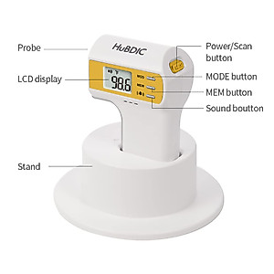 Medical Grade Infrared Non-Contact Forehead Thermometer, Digital Infrared Thermometer for Adults and Kids, Touchless Baby Thermometer, LCD Display and Memory Function (Yellow)