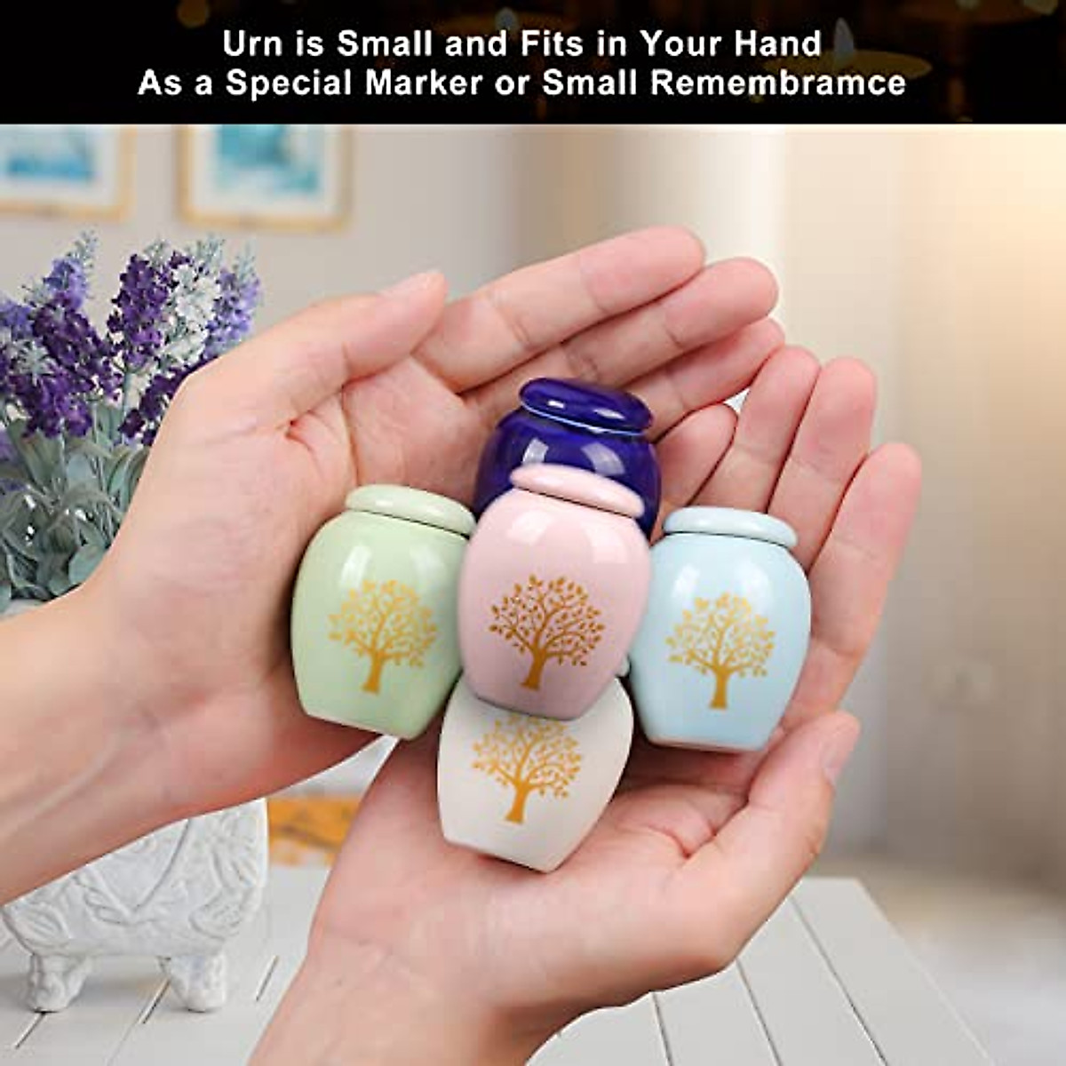 Small Urns for Human Ashes,Mini Urn Set of 5,Beautifully Handmade Ceramic Tree of Life Cremation Urn,for Sharing Adult or Baby Urns for Ashes,Pet Urn.