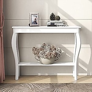 ChooChoo Narrow Console Table, Chic Accent Sofa Table, Entryway Table, White