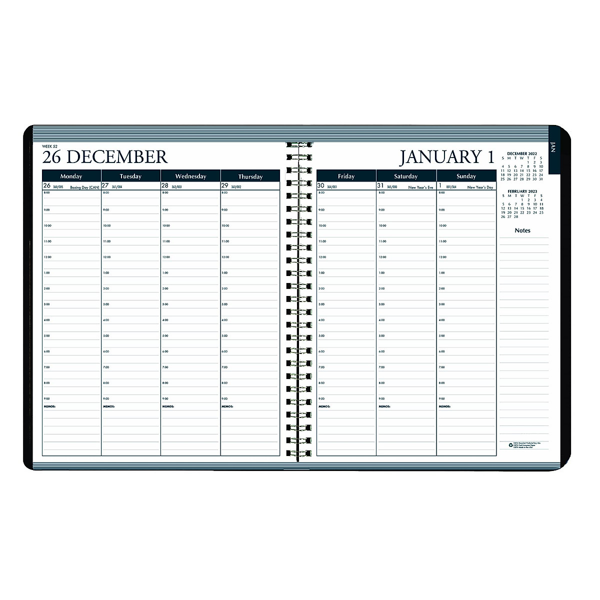 House of Doolittle 2023 Weekly and Monthly Planner Calendar, Black Cover, Tabbed, 8.5 x 11 Inches, January - December (HOD28302-23)