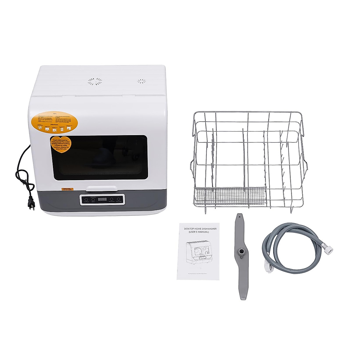 Portable Countertop Dishwasher Compact Dishwasher,3 Washing Programs,75°C Hot Air Drying,360° Rotating Spray,Automatic Mini Dish Washing Machine for House,Dorm,Apartment,RV