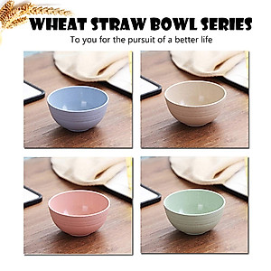 N/ A 4 PCS 4.7inch Lightweight Wheat Straw Bowl, Unbreakable Cereal Pasta Bowls Microwave& Dishwasher Safe, Reusable Tableware Dinnerware Fruit Snack Container (Small,PINK)