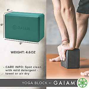 Gaiam Yoga Block - Supportive Latex-Free EVA Foam Soft Non-Slip Surface for Yoga, Pilates, Meditation, Storm Gray