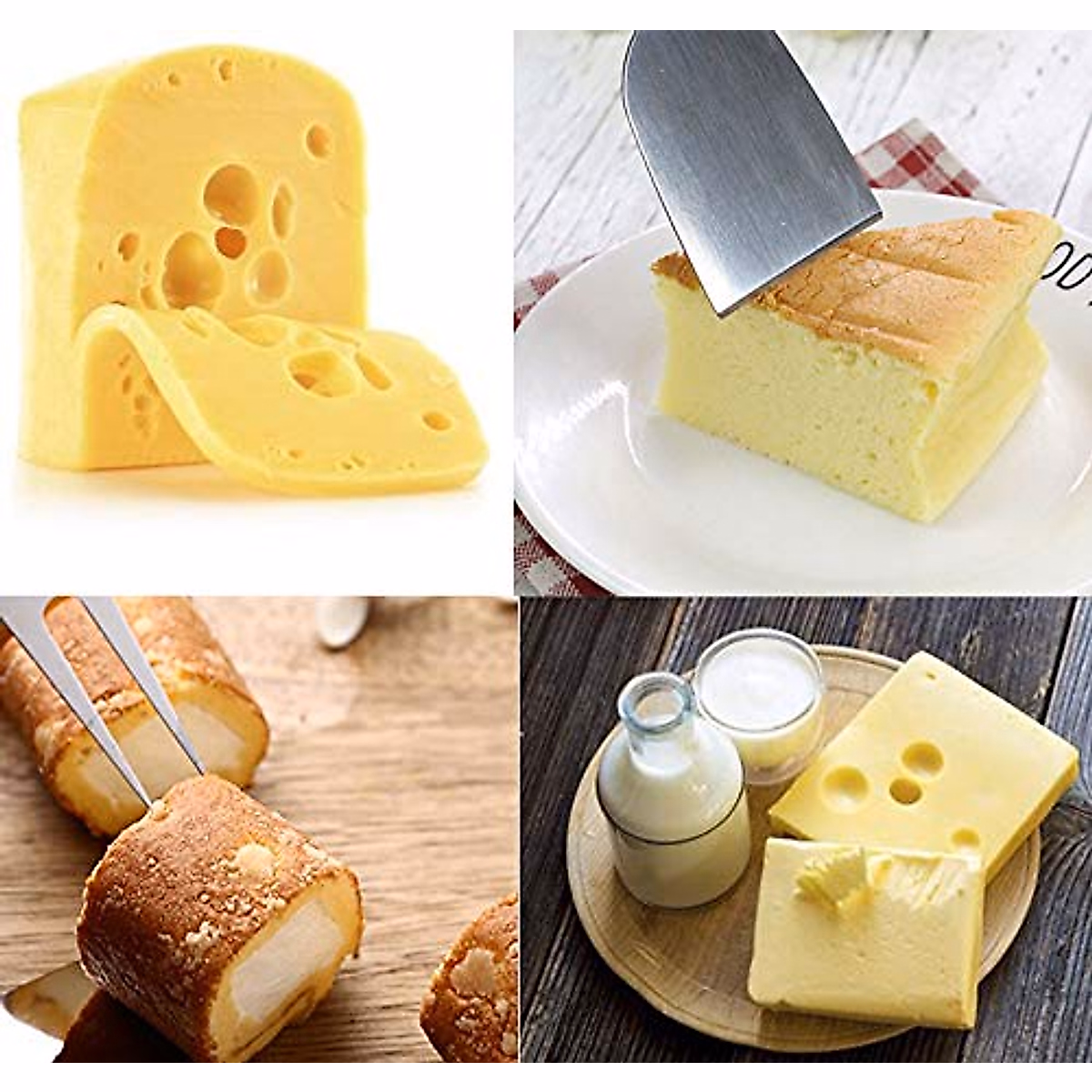 Bekith 8 Pieces Set Travel Cheese Knives with Wood Handle, Stainless Steel Cheese Slicer Cheese Cutter, 2 Cheese Knife, 2 Cheese Shaver, 2 Cheese Fork and 2 Cheese Spreader