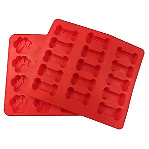 XL Dog Paw and Bone Mold Combo Pack - For Baking Paws and Bones - Silicone by MERRY BIRD