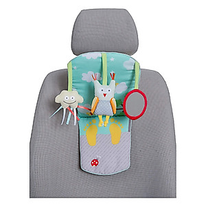 Taf Toys Play & Kick Car Seat Toy | Baby’s Activity & Entertaining Center. Keep Baby Calm While Driving. Important - Suitable ONLY for Cars with Adjustable HEADREST with Metal Poles