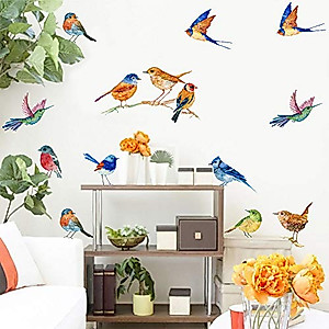 IARTTOP Watercolor Birds Wall Decal, Creative Flying Bird Sticker for Living Room Colorful Nature Theme Wall Stickers Classroom Nursery Wall Art Modern Home Decor (23Pcs)