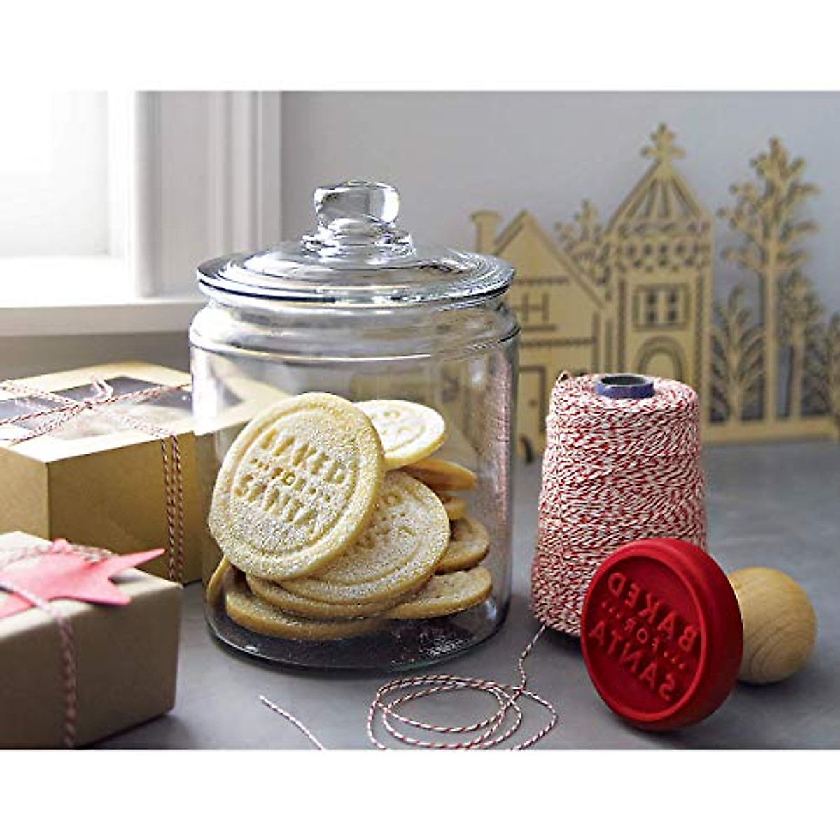 Glass Canister Set for Kitchen Counter + Labels & Marker - Set of 2 - Glass Cookie Jars with Airtight Lids - Food Storage Containers with Lids Airtight for Pantry - Flour, Sugar, Coffee, Cookies, etc.