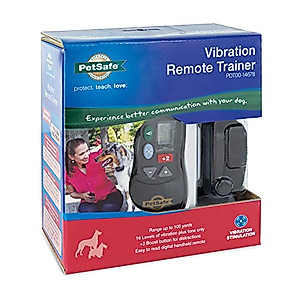 PetSafe Vibration Remote Dog Training Collar - Water Resistant - 100 Yards Range - 16 Levels of Vibration Plus Tone