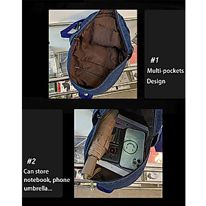 ZEHO Denim Backpack Jeans Backpacks Student Backpack High School Bookbags Retro Daypack, Light Jean Blue, One Size