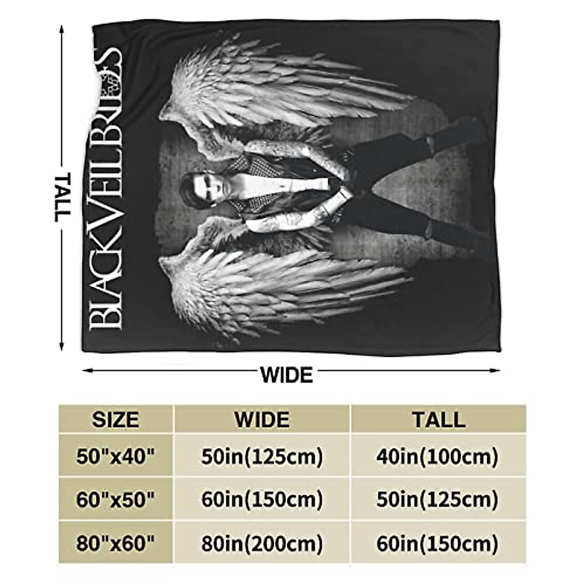 Black Music Veil Band Brides Blanket Throw Blanket,Luxury Plush Fuzzy Blankets and Throws for Couch, Sauna Blanket Air Conditioned Blanket 60"X50"
