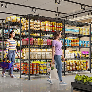 REIBII 72.81" W Storage Shelves 70.91" H Wire Shelving Unit Load 1600LBS 5 Tier Metal Shelving for Storage Rack Heavy Duty Metal Shelves for Garage Pantry Kitchen Warehouse