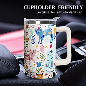 wmvhdiw 30 Oz Tumbler With Handle,Coffee Travel Mug Cup Water Bottle,Cat Decor,Cat Gifts for Women