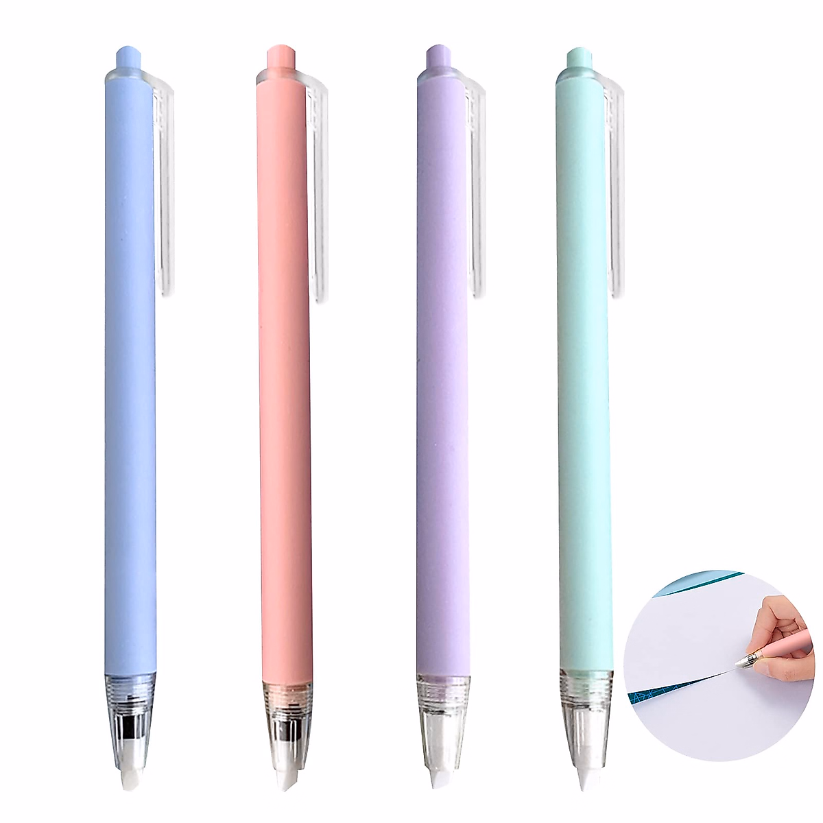 GINCEVHY 4 PCS Morandi Color Retractable Paper Cutter Pen, Craft Art Ceramic Blade, Safety Hobby Knife with Precision Blade for School and Home