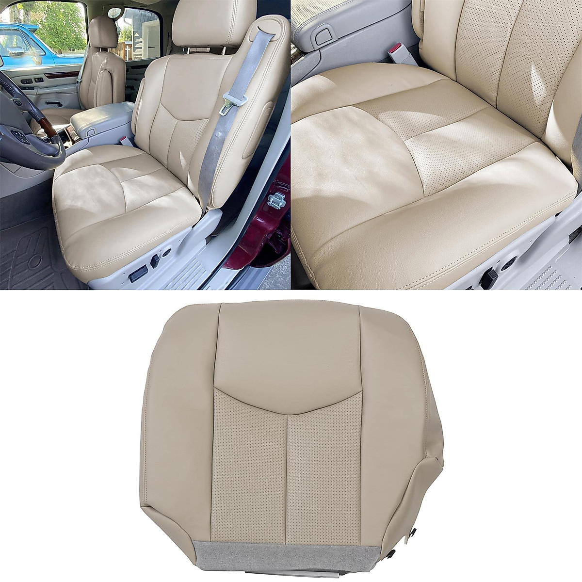 HECASA Drive Bottom Seat Cover Compatible with 2003-2007 Cadillac Escalade ESV EXT Silverado 1500 2500 3500 Avalanche Tahoe Yukon GMC Yukon XL 1500 2500 Replacement for 0306ESC152DRB 12510306SLNWPIT