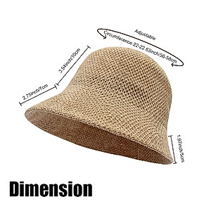 YOFARCHOY Lightweight Packable Sun Hat for Women Foldable Sunhats Woven Bucket Hats Packable Beach Hat Floppy Knitted Woven Hat Khaki