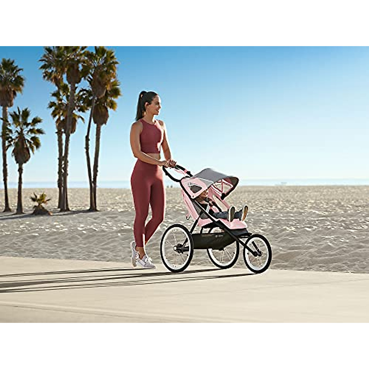 CYBEX AVI Jogging Stroller Seat Pack (Frame not Included),Compact Fold for Storage,Height-Adjustable Handlebar,One-Handed Steering,Rear-Wheel Suspension & Handbrake,For Infants 9 months+,Silver Pink