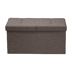 Otto & Ben 30" Storage Ottoman with SMART LIFT Top, Upholstered Tufted Bench, Foot Rest, Brown