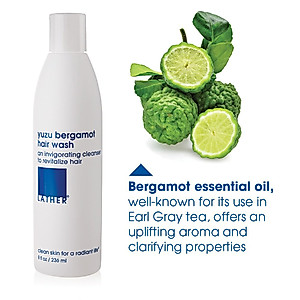 LATHER Yuzu Bergamot Shampoo - Lightweight & Non-Greasy Hair Wash Formula - Gentle Moisturizing Shampoo for All Hair Types - Sulfate Free - 8 Fl Oz Bottles (Pack Of 2)
