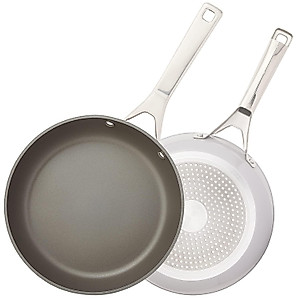MsMk Non-Stick Small 8 Inch Enamel Frying Pan Grey - Stain-Resistant, Dishwasher Safe, Easy to Clean - Perfect for Runny Eggs, Steak, Avocado - Lightweight with Hollow Stainless Steel Handle