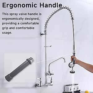 20' Sink Sprayer Hose with Non-Slip Handle, Flexible Stainless Steel Hose for Commercial Kitchen Faucet