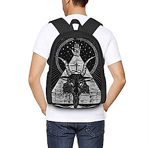AMRANDOM Pentagram Demon Satanic Goat Head Travel Backpack For School Water Resistant Bookbag