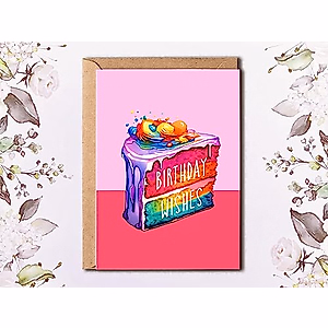 NTVShop Colors Birthday Cake Card - Pretty Greeting Card - Birthday Wishes - Delightful Wishes - Cards Best For Mom Dad Friends