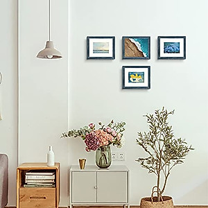 Golden State Art, 8x10 Picture Frame with Mat for 5x7 Photo - High Definition Glass Wall Mounting or Tabletop Display (Blue, 1 Pack)