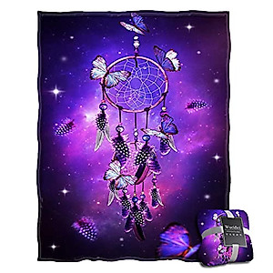 Wucidici Dream Catcher Butterfly Fleece Throw Blanket Soft Lightweight Blanket for Couch Sofa Adults Gift(50"x 60")