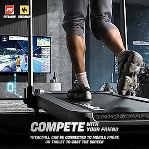 Eisenlink 2 in 1 Foldable Treadmill Under Desk for Home with Manual Incline, APP Control Portable Treadmill Quiet for Small Space Workstation 300 lbs Weight Capacity, Installation-Free 3.0 MPH