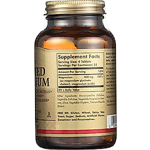 SOLGAR Chelated Magnesium Tablets, 100 Count