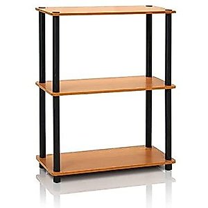 Furinno Turn-N-Tube 3-Tier Compact Multipurpose Shelf Display Rack, Light Cherry