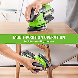 Greenworks 24V Finishing Mouse Sander 11,000 OPM Cordless with 2Ah Battery and Charger