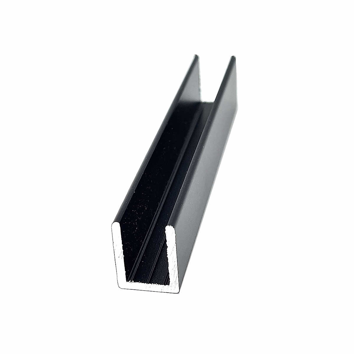 Brixwell SDCD38BL-CCP36 Black 3/8" Fixed Panel Shower Door Deep U-Channel - 36"