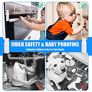 6 Pieces Child Safety Cabinet Locks,Baby Proofing Latches for Kitchen, Fridge, Cabinets, Drawers, Dishwasher, Storage Doors, Cupboard, Oven Toilet, Refrigerator, Strong Adhesive No Drilling (Brown)