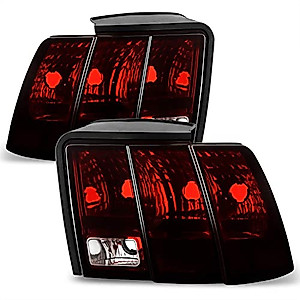ACANII - For 1999-2004 Ford Mustang Red Smoked Tail Lights Brake Lamps 99-04 Pair Set Replacement Driver+Passenger Side