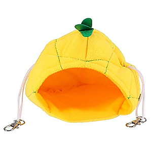 POPETPOP Small Animal Hammock Medium-Hamster Hide House Hanging Pet Bed Pineapple Animal Hideaway for Rat,Chinchilla,Sugar Glider,Syrian Hamster,Gerbil-Yellow