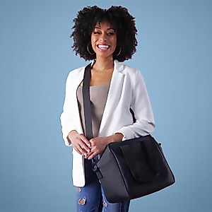 LEONORE Lunch Bag | Insulated Cooler for Work, College, Travel | Large Reusable Lunchbox for Men & Women | Vegan Leather Designer Tote (Matte Black)