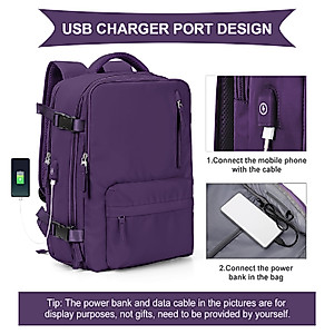 Travel Backpack Women, Carry On Backpack for Men, Hiking Laptop Backpack Waterproof Outdoor Sports Rucksack Casual Daypack, Dark Purple