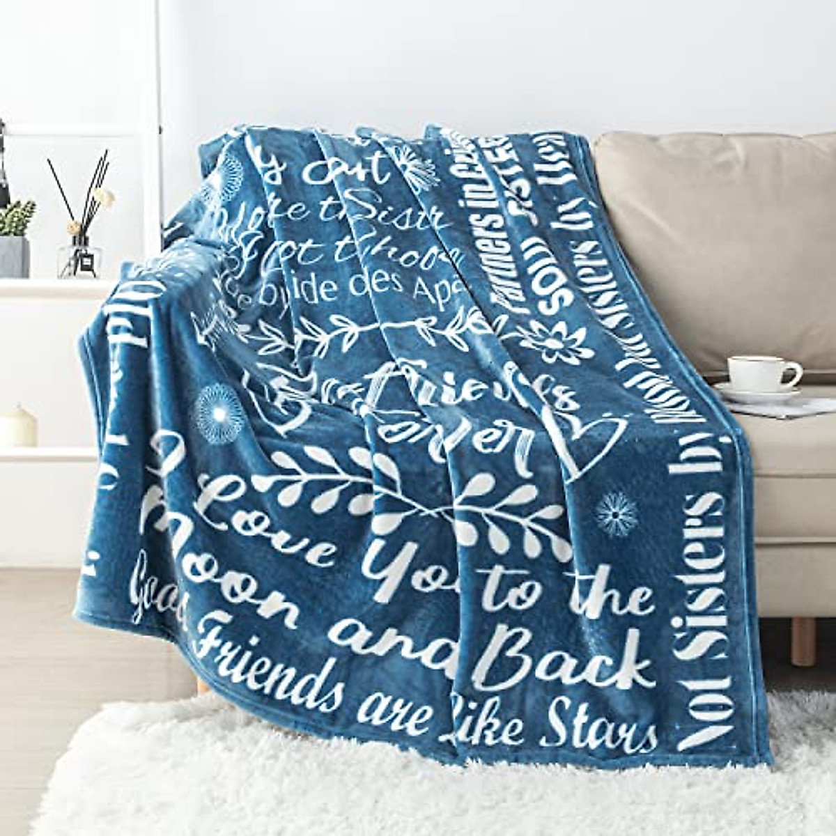 Best Friend Blanket Birthday Gifts with Loving Messages | Luxurious Friends Blanket for Best Friend Birthday Gifts for Women | Snuggly Soft Fleece Blanket 50" X 60"