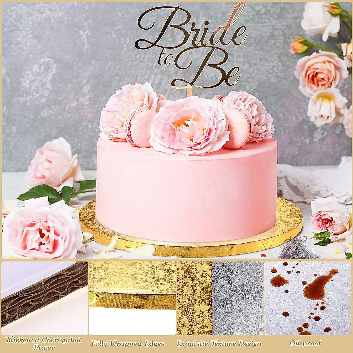 20 Pcs Cake Boards 10 Inch Round Cake Drum with 1/2 Inch Thick Cake Circles Rounds Base Cake Plate Corrugated Cardboard Base for Cakes Bread Desserts Wedding Birthday Party, 4 Colors