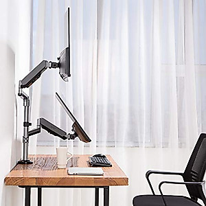 AVLT Dual 13"-32" Stacked Monitor Arm Desk Mount fits Two Flat/Curved Monitor Full Motion Height Swivel Tilt Rotation Adjustable Monitor Arm - Extra Tall/VESA/C-Clamp/Grommet