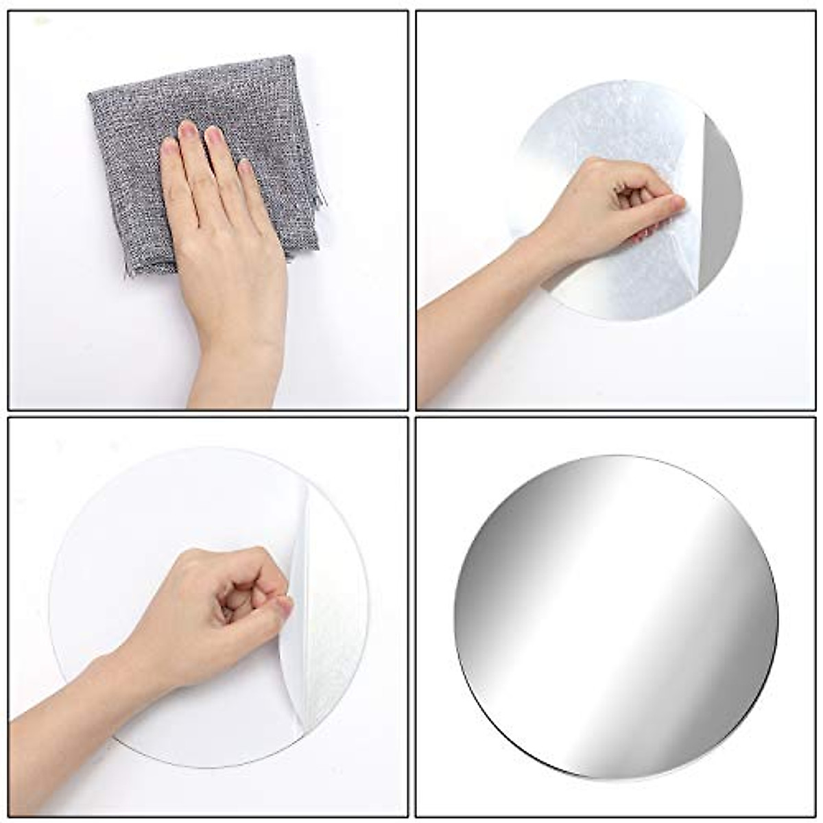 Aneco 6 Pack Acrylic Round Mirrors Non Glass Round Mirror Plate Self Adhesive Mirror Stickers for Home Wall Decor or Wedding Table Centerpiece, 6 Inches, (Thickness 2 mm)