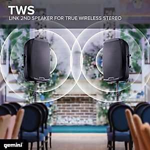 Gemini Sound AS-2115BT-PK 2000 Watt 15 Inch Woofer Professional Active Bluetooth DJ PA Speaker, Stand, Mic and Remote Set with Onboard 3-Channel. TWS Stereo Pairing/Linking and Pro Fly Points